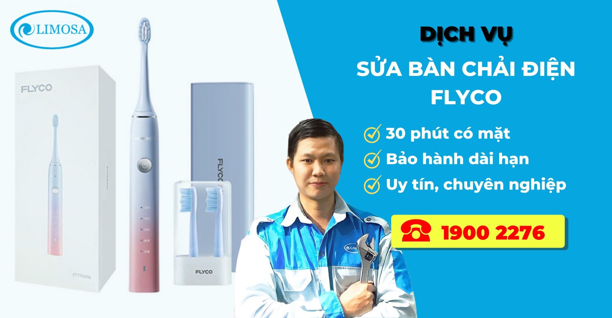 Sửa bàn chải điện Flyco - Uy tín, giá rẻ, thợ giỏi | Limosa