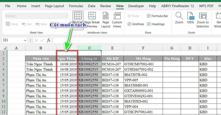 Cách sử dụng chức năng split trong excel để chia cột