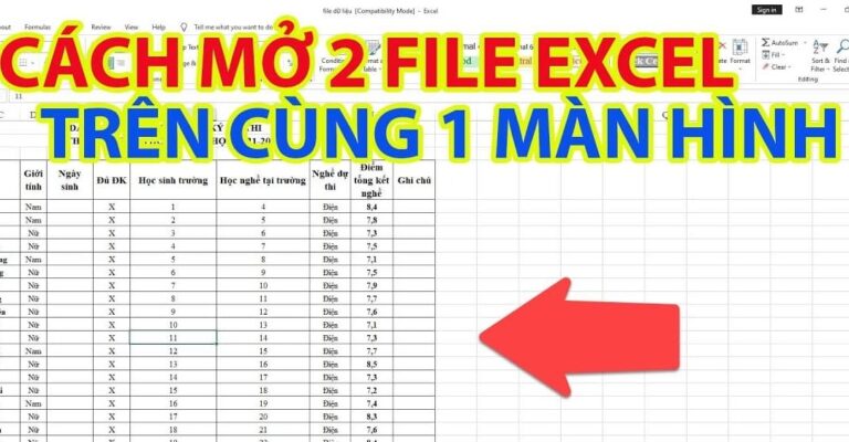 Cách mở 2 file excel cùng lúc trên màn hình máy tính