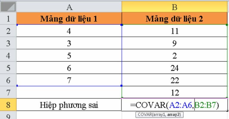Cách sử dụng hàm covar trong excel - Lưu ý khi sử dụng