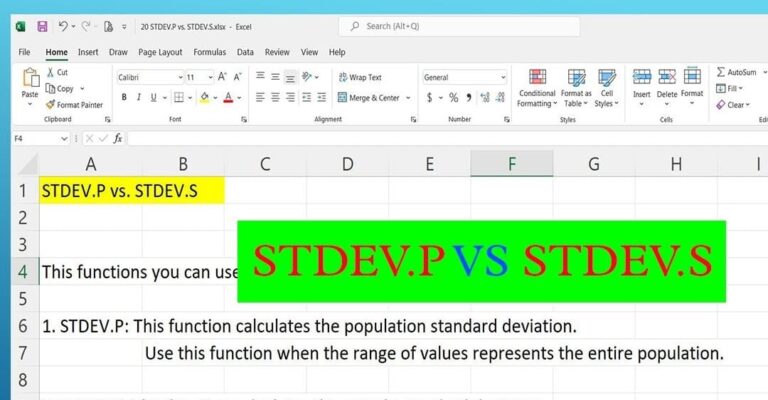 Cách sử dụng hàm stdevp trong excel để tính độ lệch chuẩn