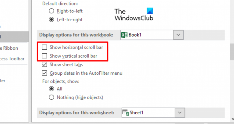 Cách hiện thanh scroll kéo ngang và dọc trong Excel