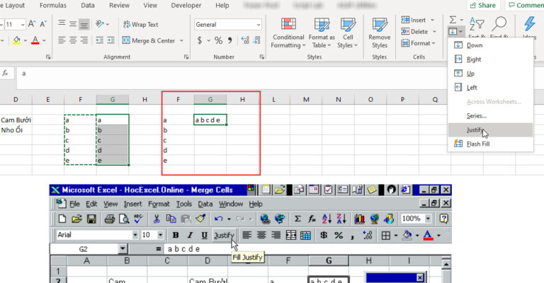Cách kéo công thức sau khi gộp ô trong Excel với Merge Cells