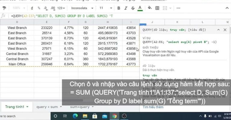 Cách kết hợp hàm query và hàm sum đơn giản nhất