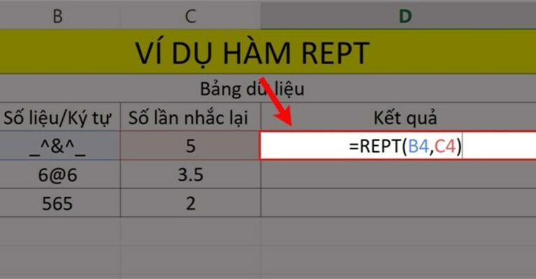 Cách sử dụng hàm REPT lặp chuỗi và ký tự trong Excel