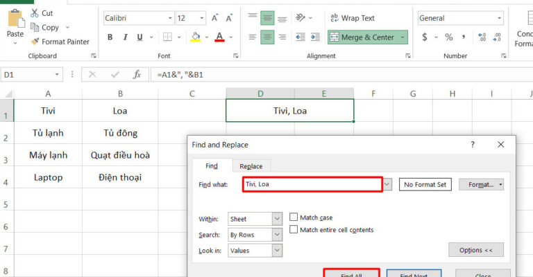 Cách kéo công thức sau khi gộp ô trong Excel với Merge Cells