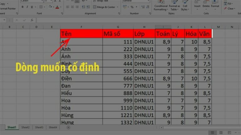 Cách cố định dòng và bỏ cố định dòng trong Excel dễ dàng