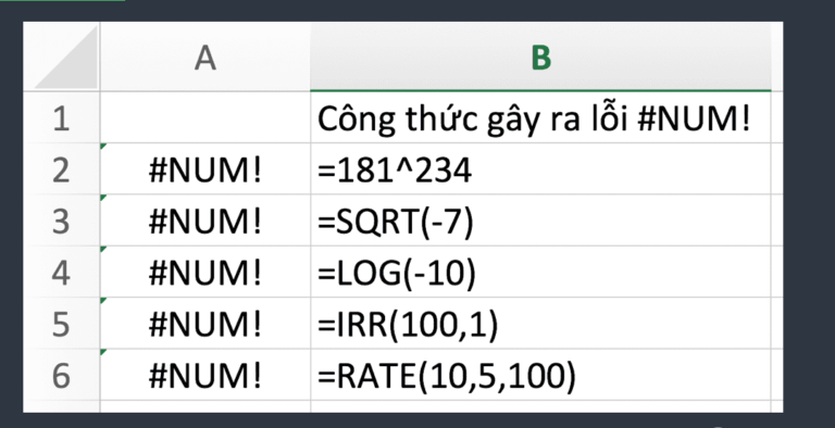 Cách sửa lỗi #num! trong excel cực đơn giản và nhanh chóng