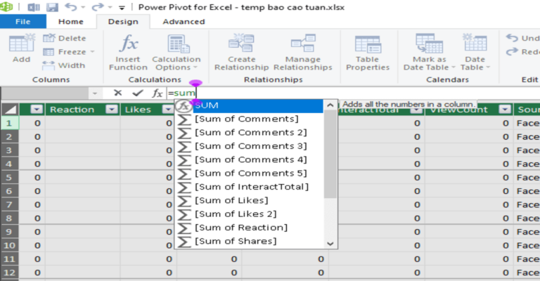 Hướng dẫn cách sử dụng DAX trong Power Pivot trên Excel