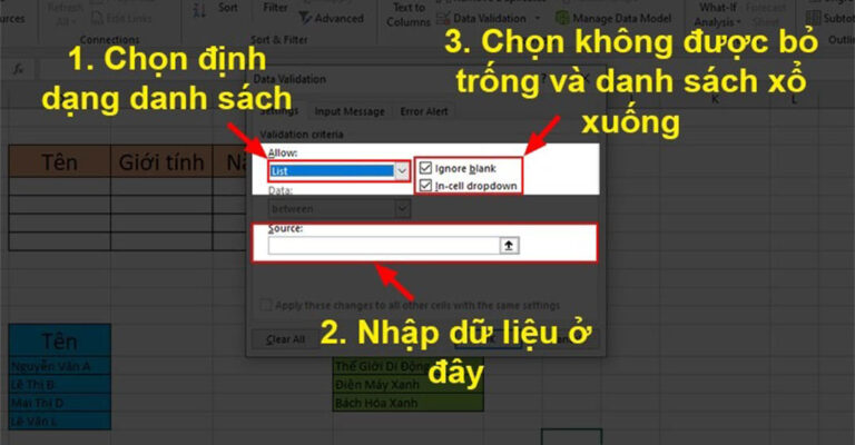 Hướng dẫn sử dụng Data Validation trong Excel đơn giản