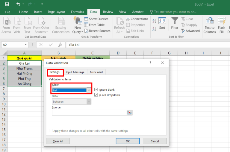 Hướng dẫn tạo Drop List trong Excel đơn giản, chi tiết nhất