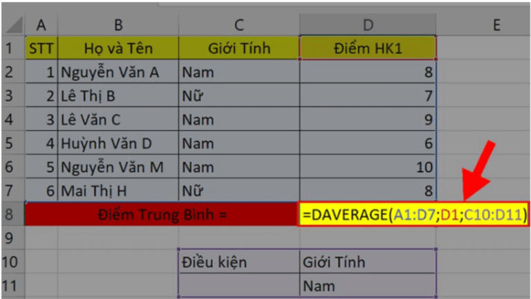 Cách sử dụng hàm DAVERAGE trong Excel đơn giản nhất
